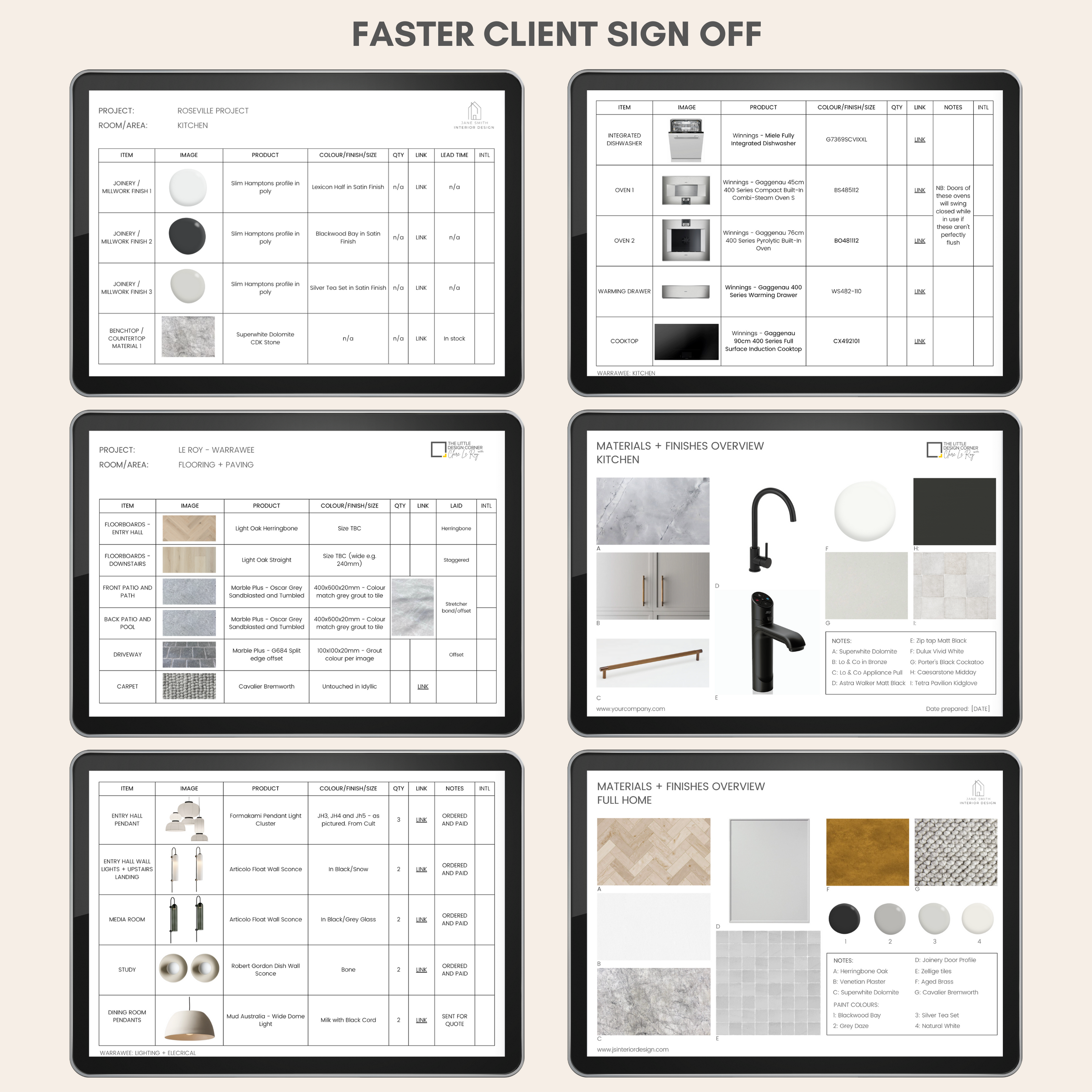 Fixtures and Finishes (FF&E) Schedule (Spec Book) Template – The Little ...