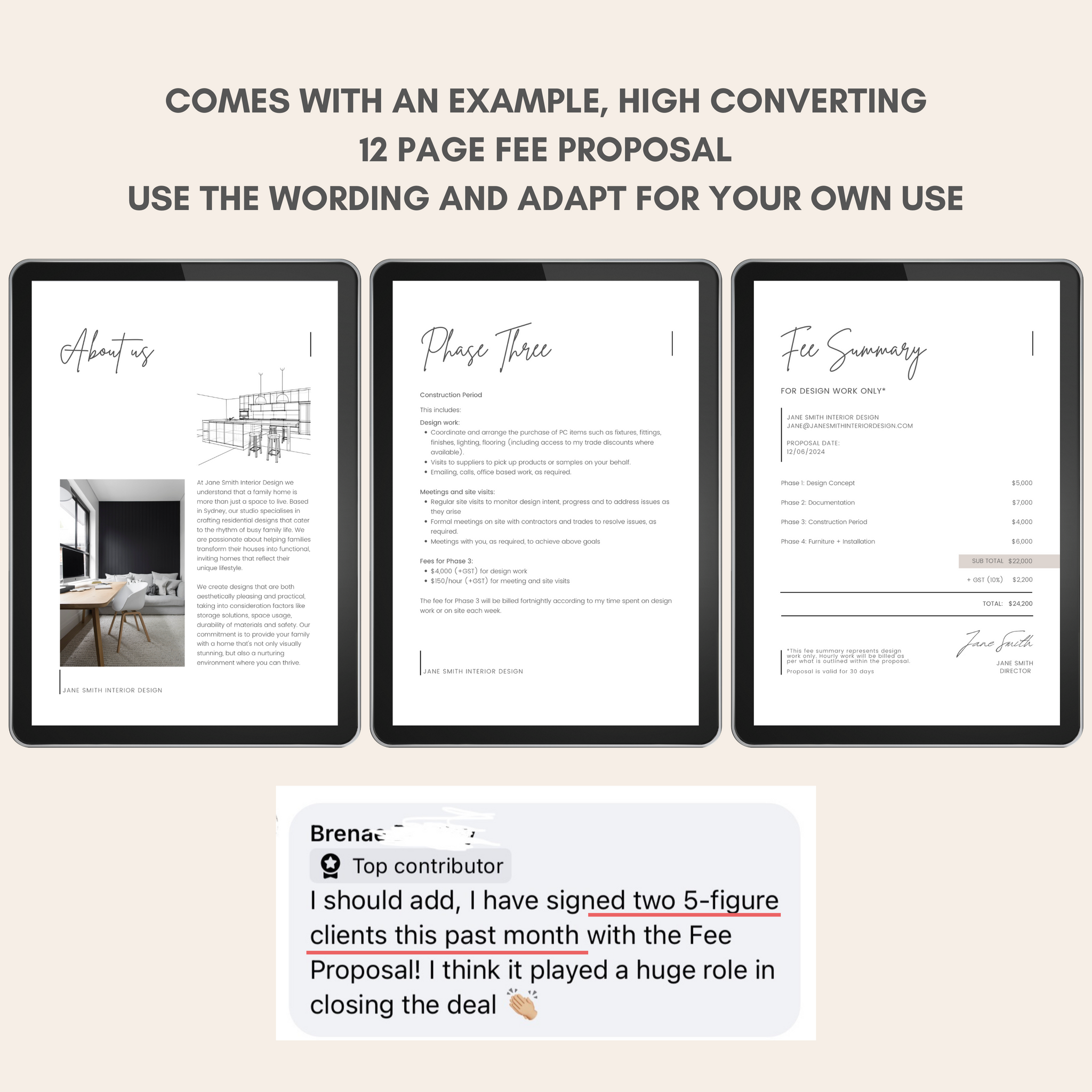 Fee Proposal Template – The Little Design Corner