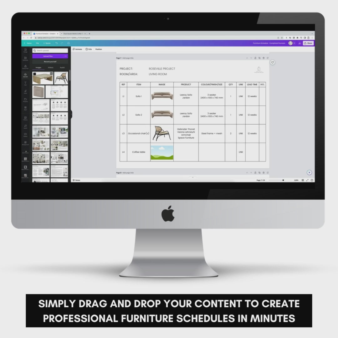 Interior Decoration (Furniture Schedule) Template – The Little Design ...